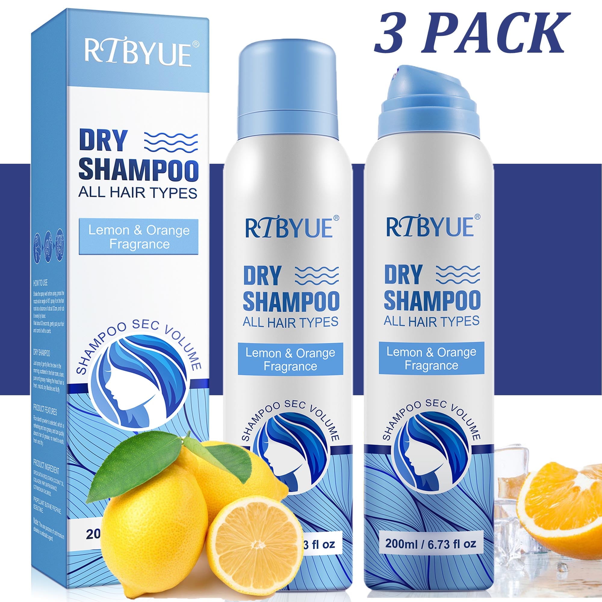 3 Pack RTBYUE Waterless Dry Hair Shampoo Spray with Collagen for ...