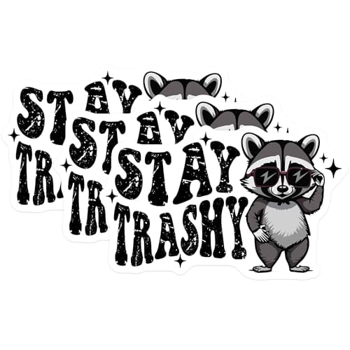 (3 Pack) Raccoon Decals - Stay Trashy - Cool Animal Stickers - 3 Inches ...