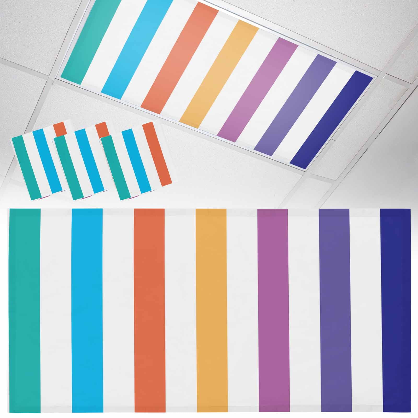 3 Pack Rainbow Striped Fluorescent Light Covers for Ceiling Lights ...
