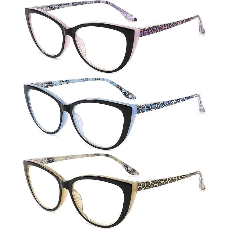 3 Pack Reading Glasses Blue Light Blocking Stylish Cat Eye Computer ...