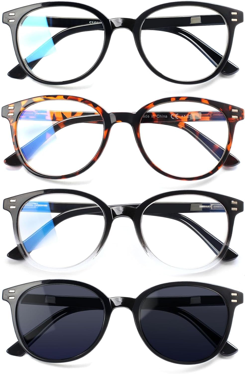 3 Pack Reading Glasses Spring Hinge Stylish Readers Black/Tortoise for ...