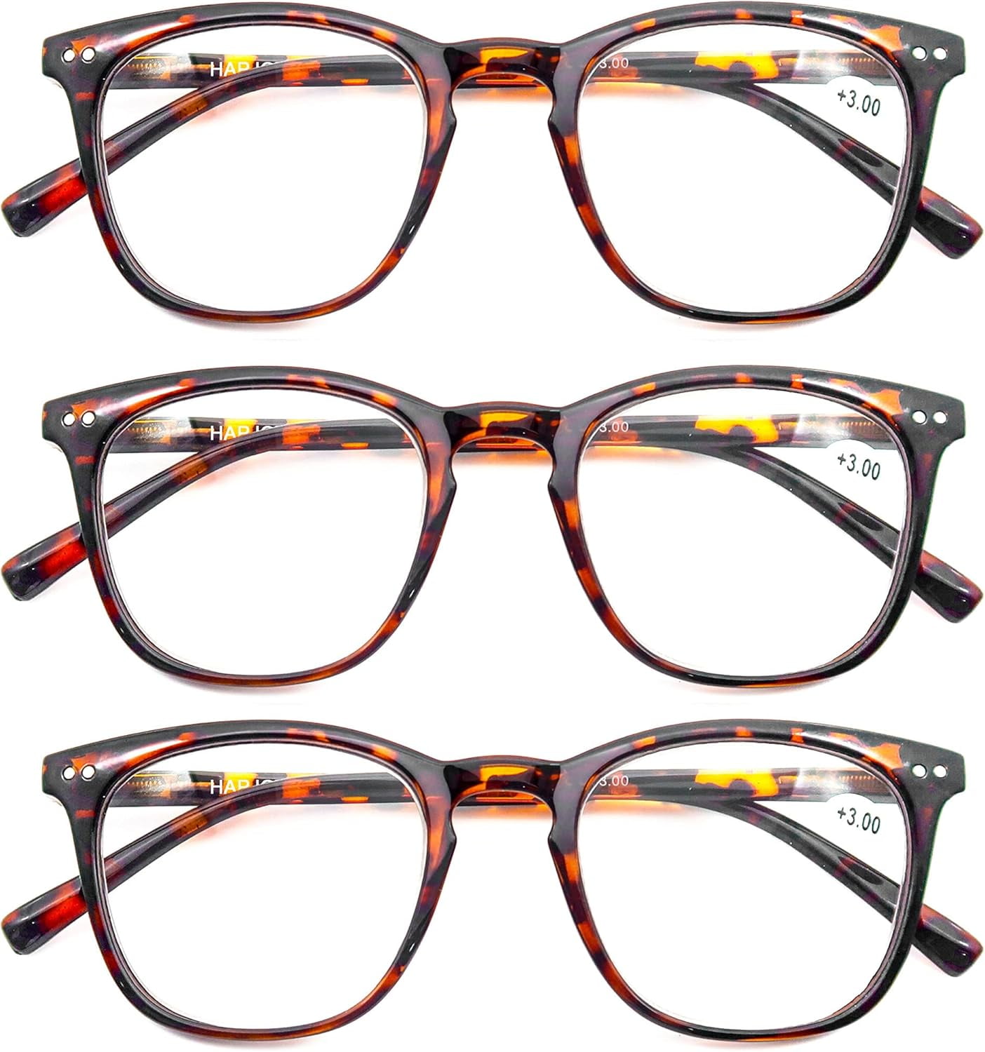 3 Pack Reading Glasses Women Men Stylish Oval Readers Flexible Spring ...