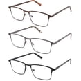 3-Pack Reading Glasses for Men Blue Light Blocking Metal Full Wide ...