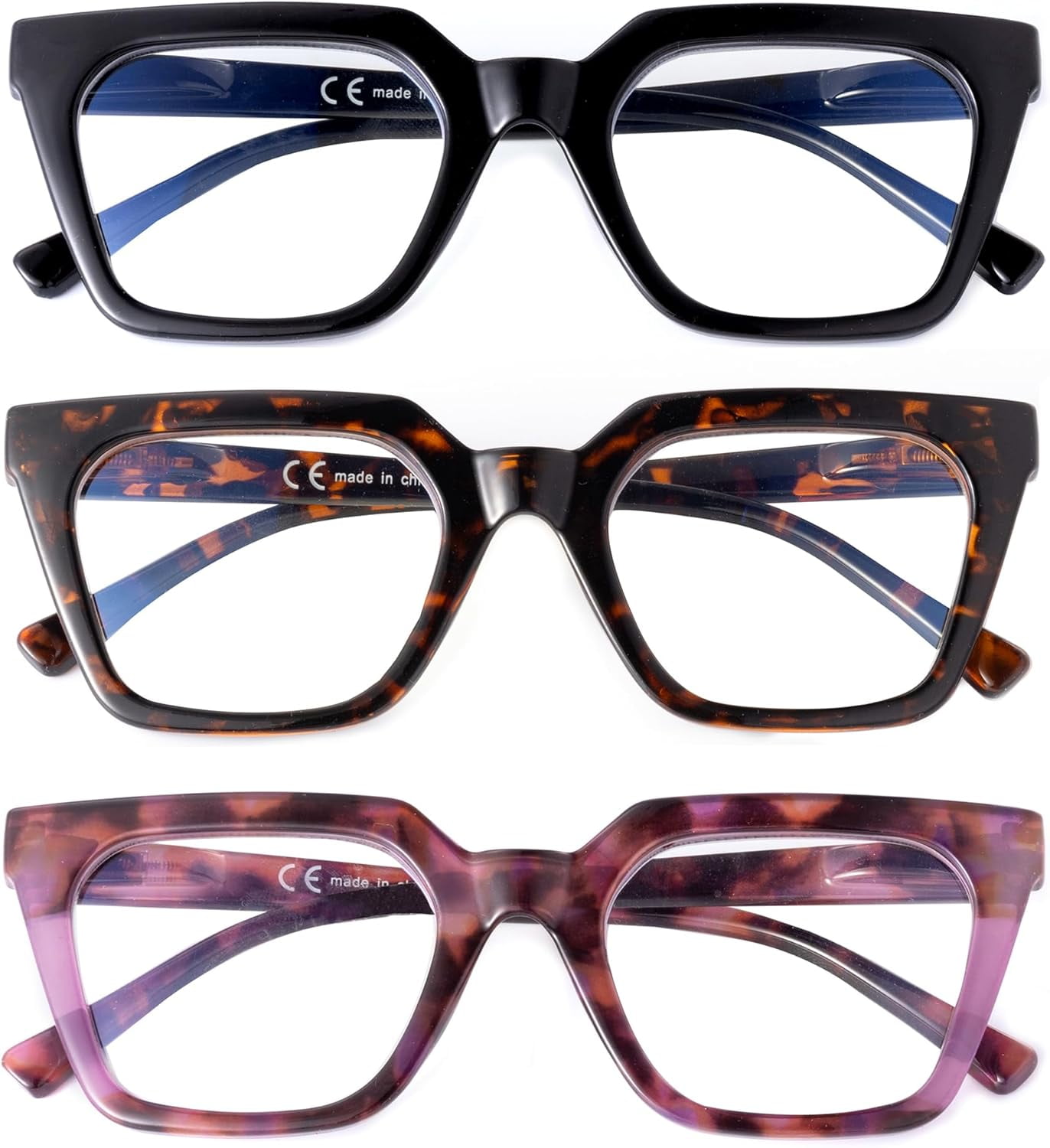 3 Pack Reading Glasses for Women Men Reader Blue Light Blocking with ...