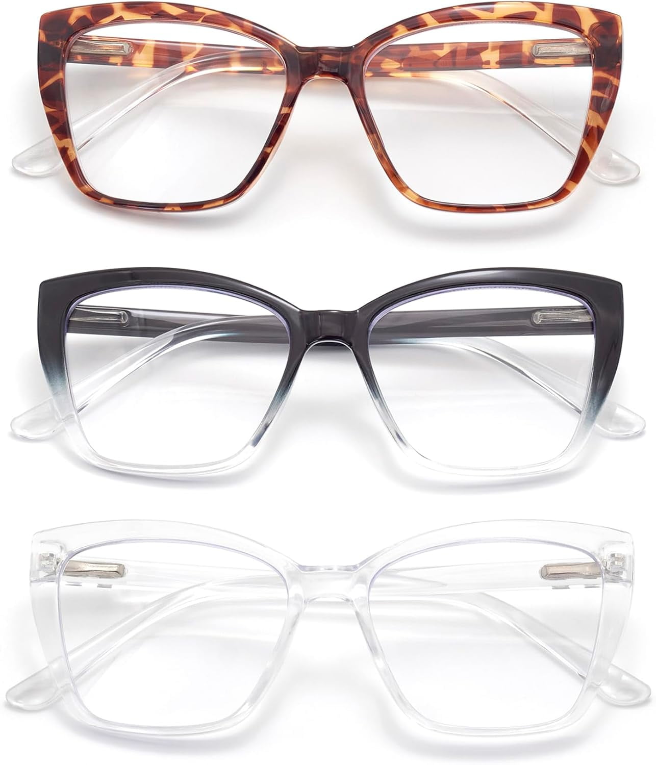 3-Pack Reading Glasses for Women, Oprah Style Frame Spring Hinge ...