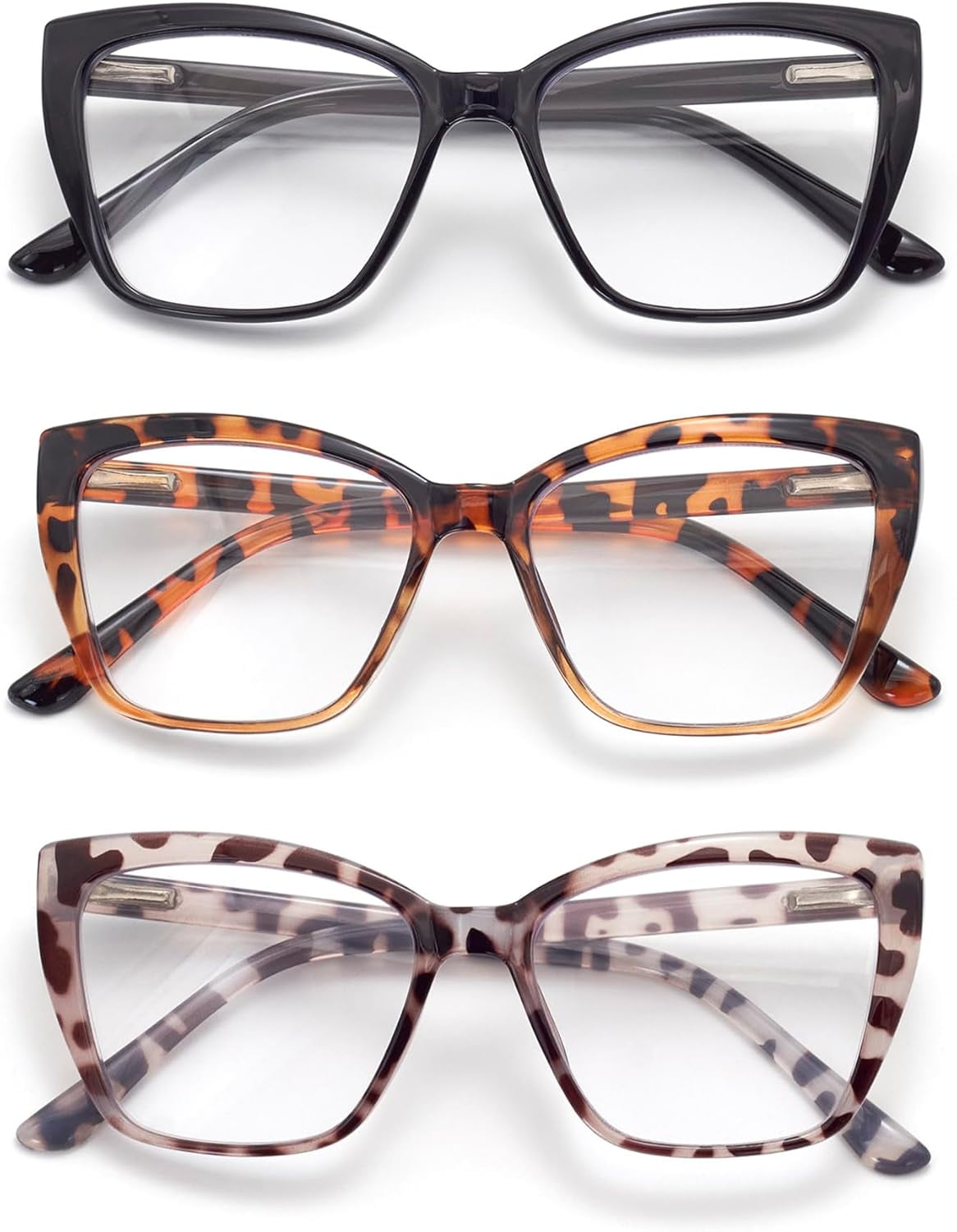 3-Pack Reading Glasses for Women, Oprah Style Frame Spring Hinge ...