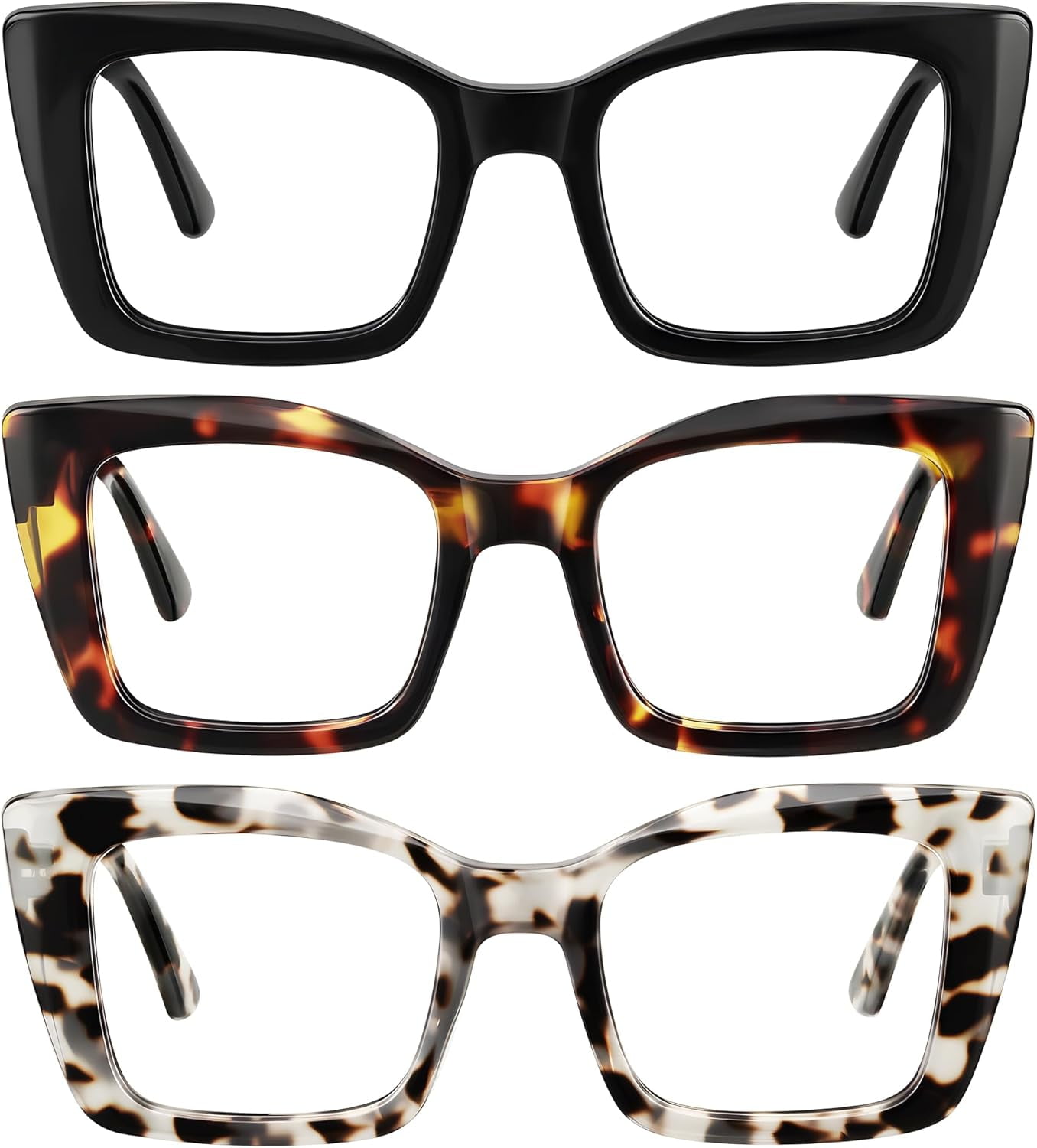 3 Pack Reading Glasses for Women Oprah Style Oversized Square Reading ...