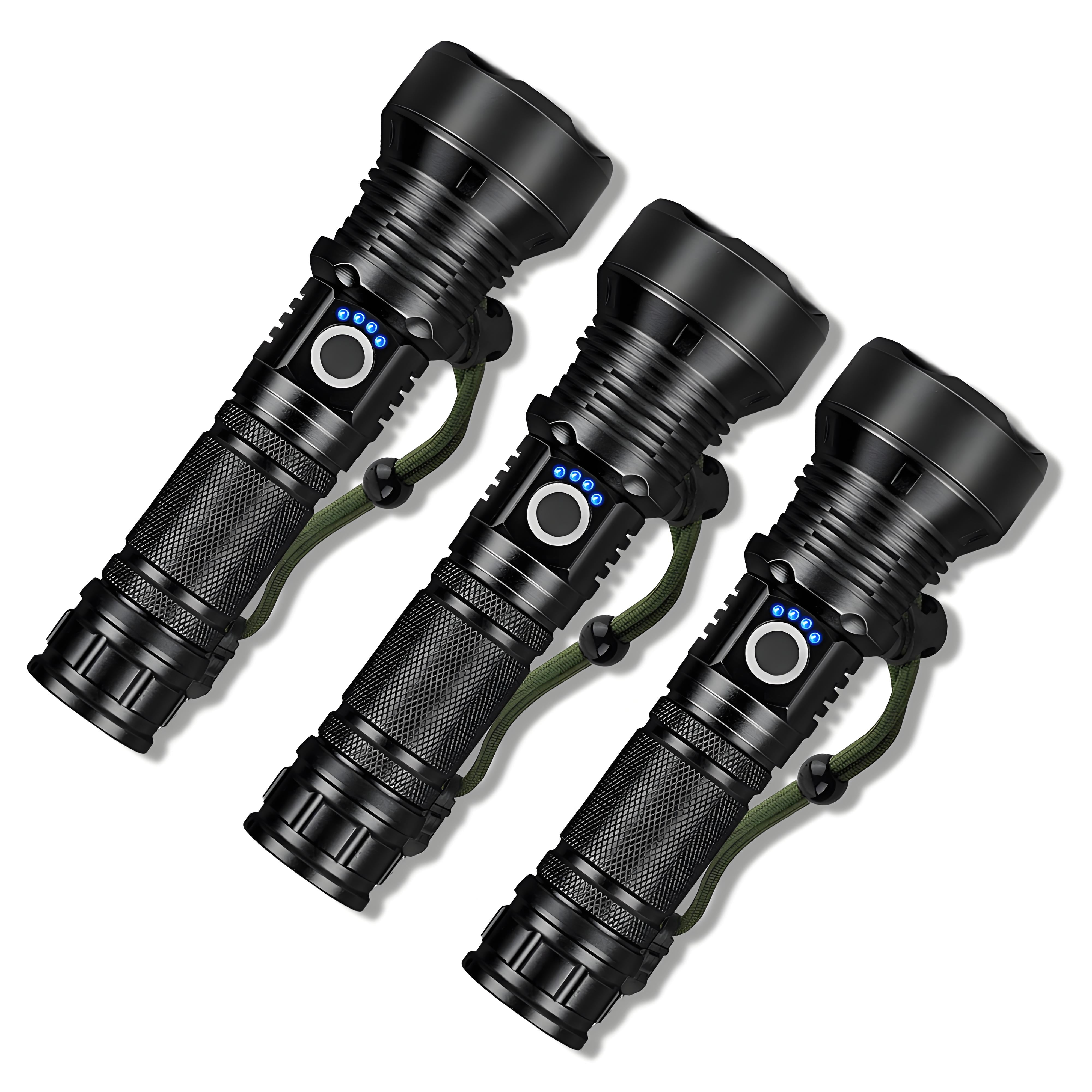 3 Pack Rechargeable Flashlights 350000 High Lumens - Super Bright 12 ...