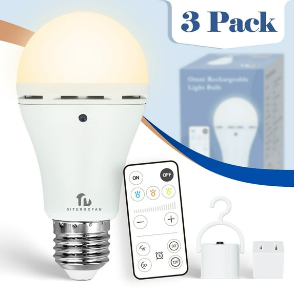 3 Pack Rechargeable Light Bulbs with Remote Control ,3 Color Change ...