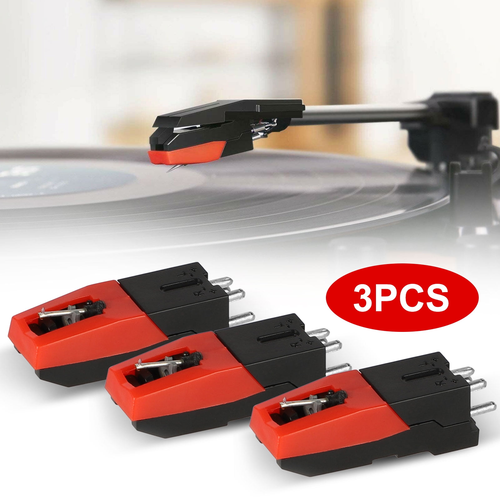 3 Pack Record Player Needles, EEEkit Stylus Replacement Needles for ...