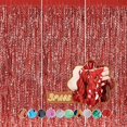 3 Pack Red Aluminium Foil Curtains, 3.3ft x 6.6ft, Wavy Shape, for ...