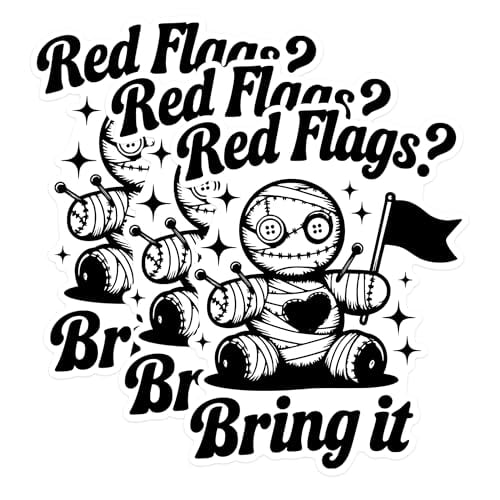 (3 Pack) Red Flags Decals - Voodoo Doll Stickers - Funny Laptop Decals ...