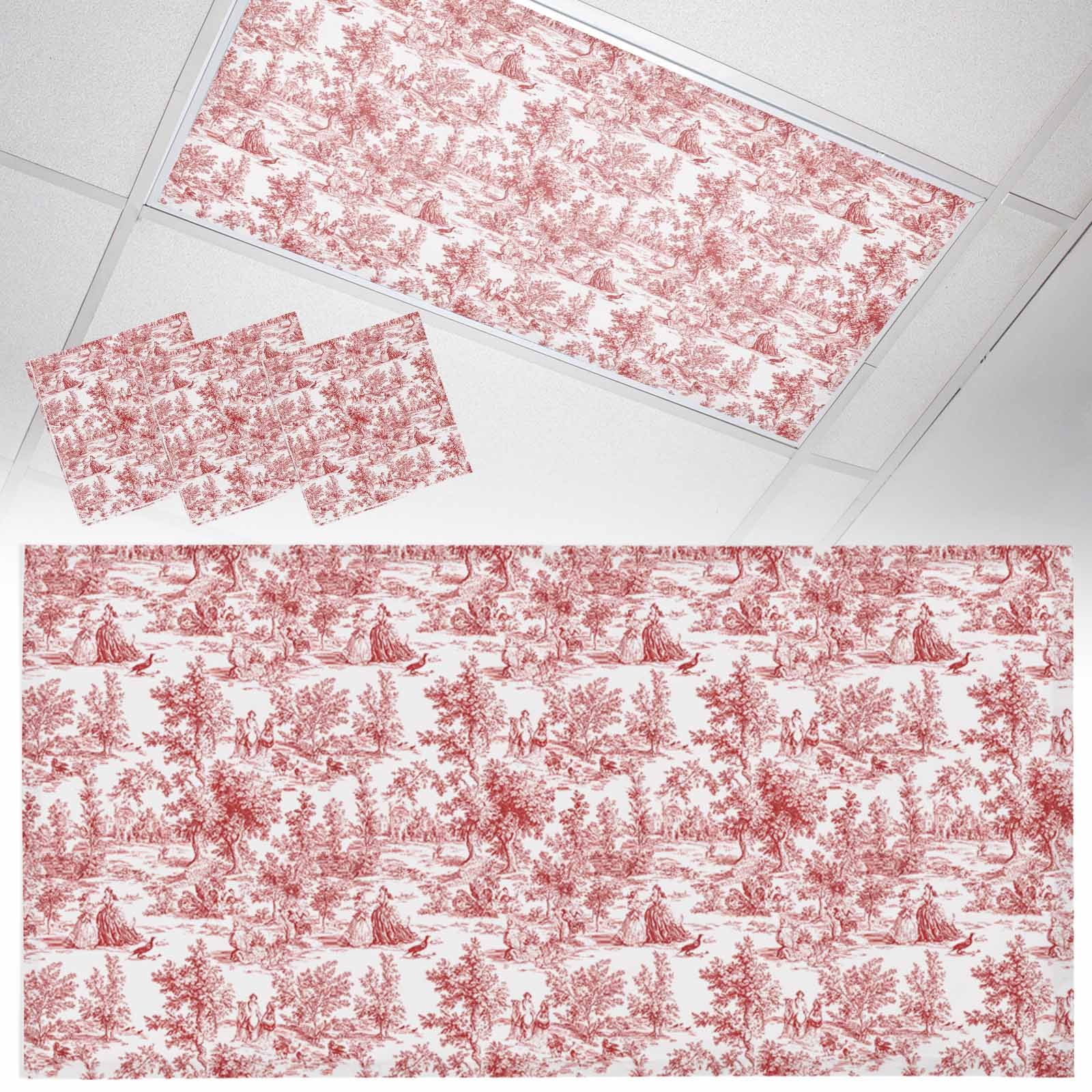 3 Pack Red Fluorescent Light Covers for Ceiling Lights Cycling Pattern ...