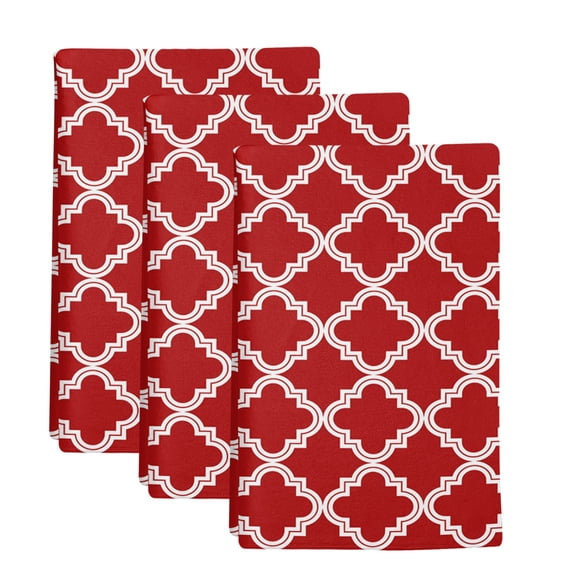 3 Pack Red Kitchen Towels Moroccan Geometric Abstract Decorative Dish ...