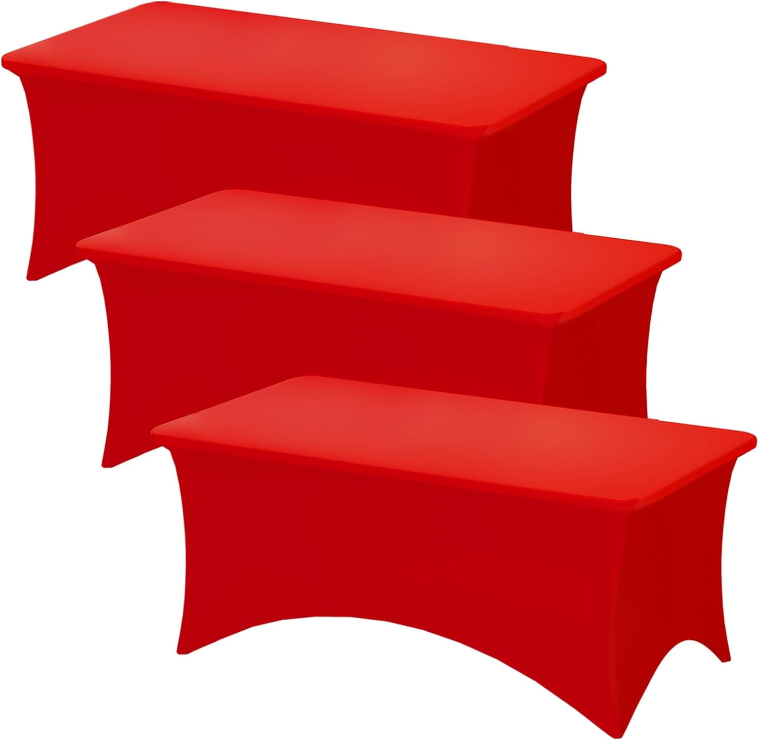 3 Pack Red Table Cloths Rectangle 6FT, Tablecloths Rectangular Stretch ...