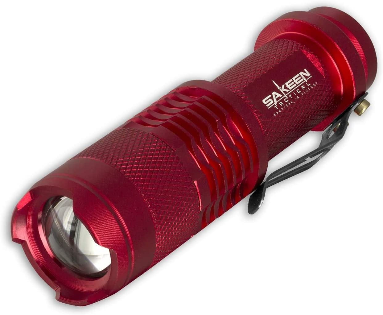 3 Pack Red Tactical Mini LED Flashlights - Heavy Duty Metal Shell ...