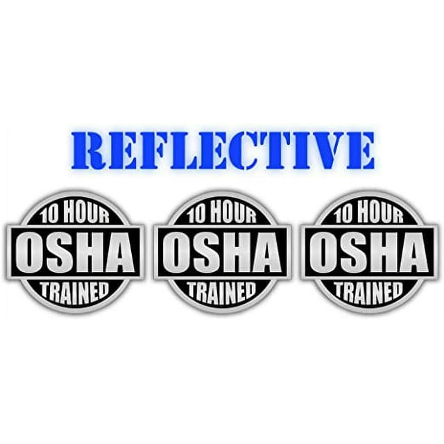 (3 Pack) Reflective Black 10 Hour OSHA Trained Hard Hat Label Sticker ...