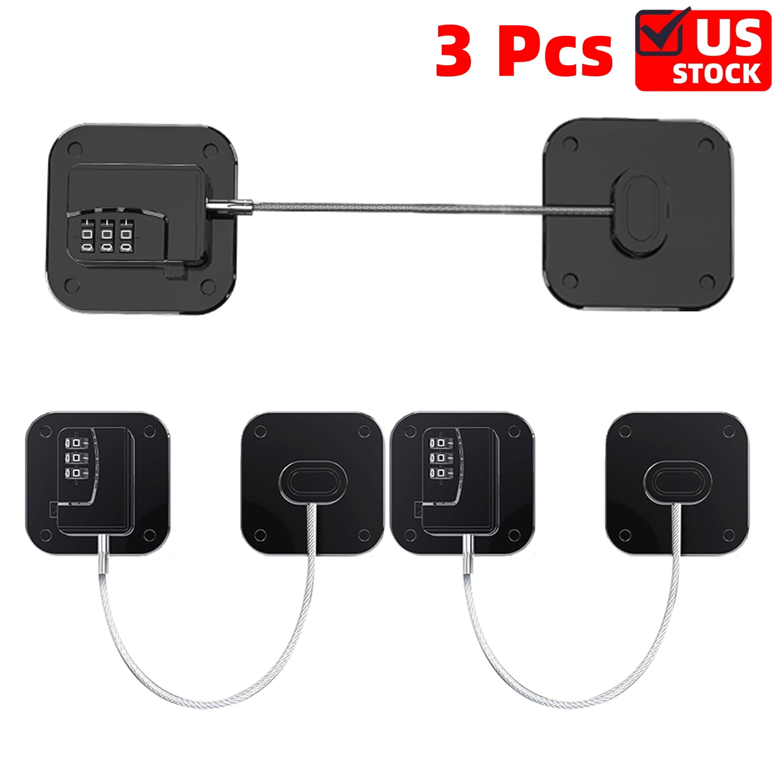 3 Pack Refrigerator Lock, Heavy Duty Combination Fridge Lock, for ...