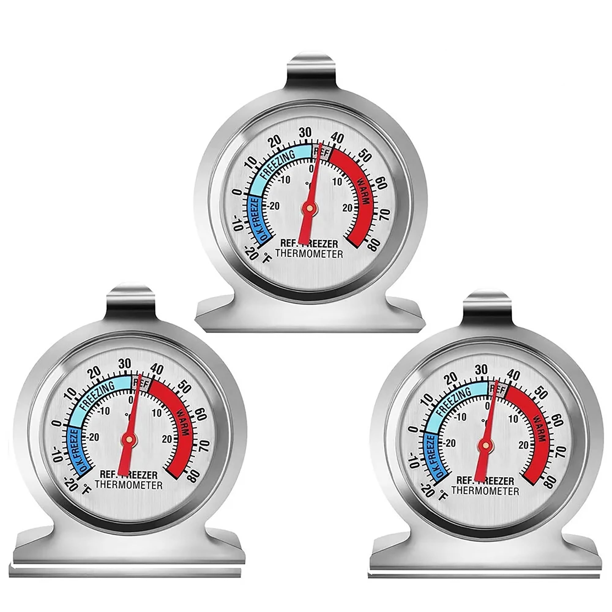 3 Pack Refrigerator Thermometer, Large Dial Freezer Thermometer ...