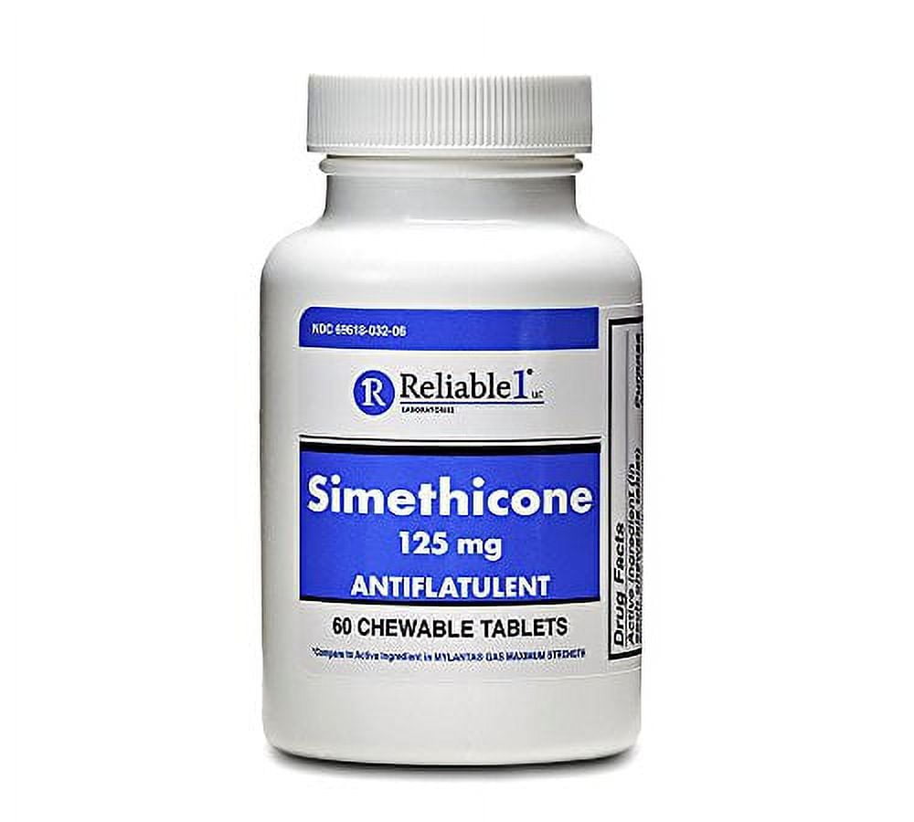 Reliable Simethicone 125 mg Anti-Gas Tablets, Bloating, Pressure, and ...
