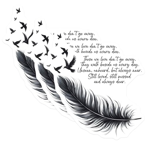 (3 Pack) Remembrance Decals - Memorial Birds Feather - Sympathy Quote ...
