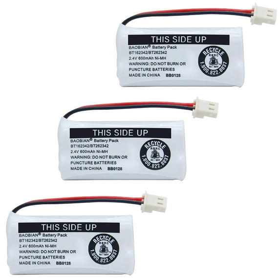 OXWINOU Replacement Batteries, 3-Pack BT162342 BT262342, Cordless Phone ...