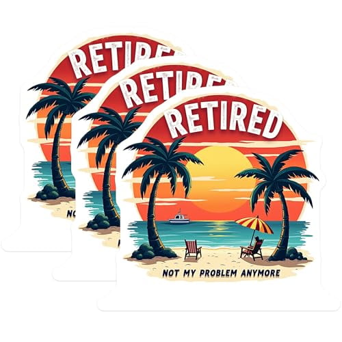 (3 Pack) Retired Life Decals - Beach Scene - Retirement Humor - 3 ...
