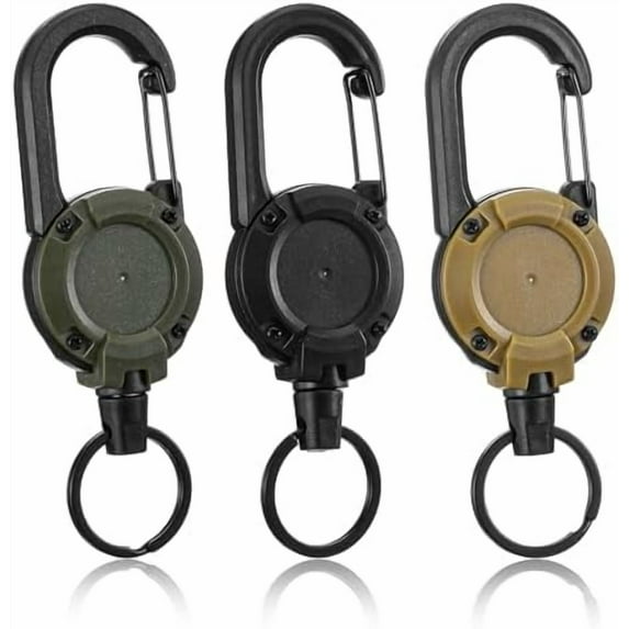 3 Pack Retractable Key Chain, Retractable Keychain Heavy Duty ID Badge ...