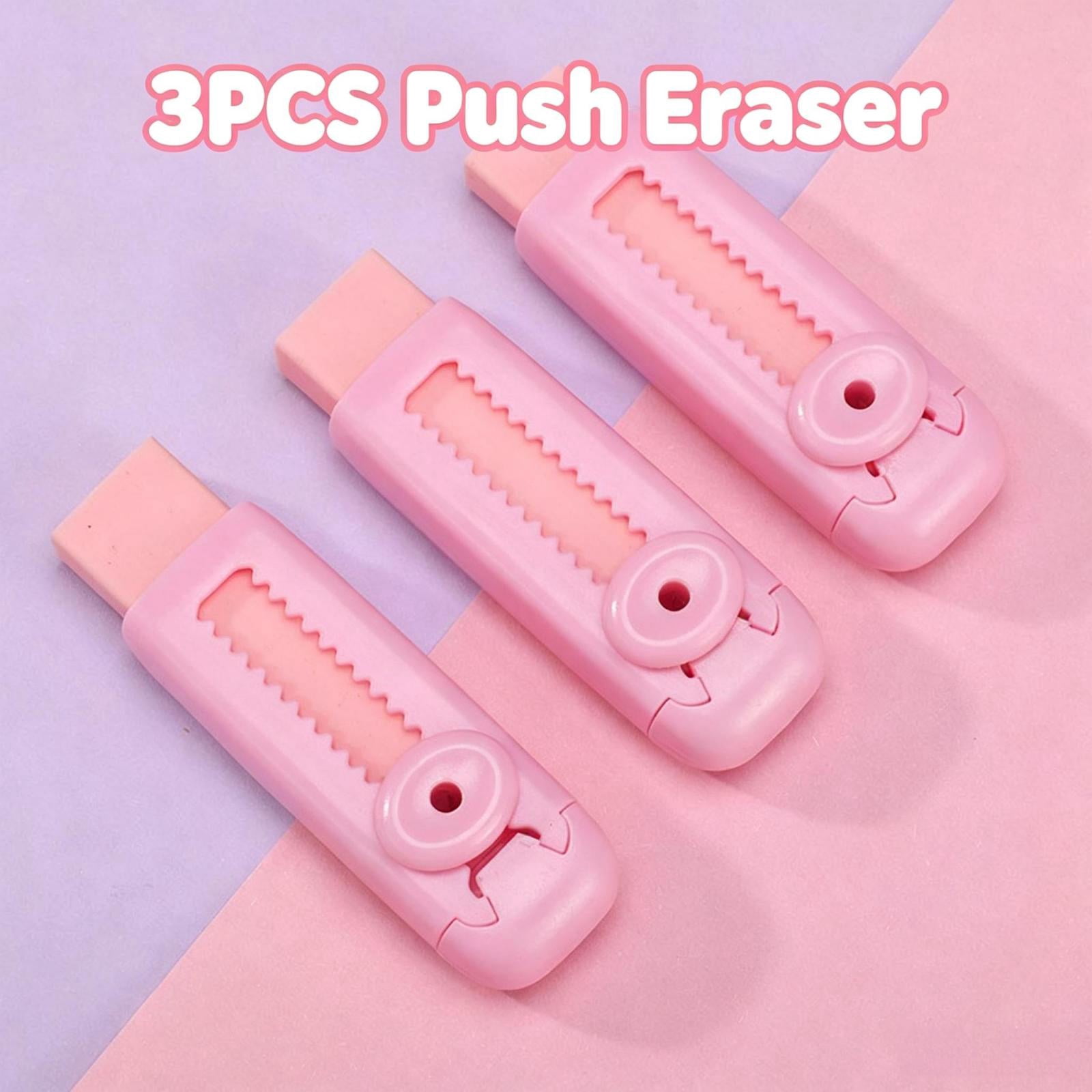3 Pack Retractable Push Eraser, Traceless Less Crumbs Pencil & Colored ...