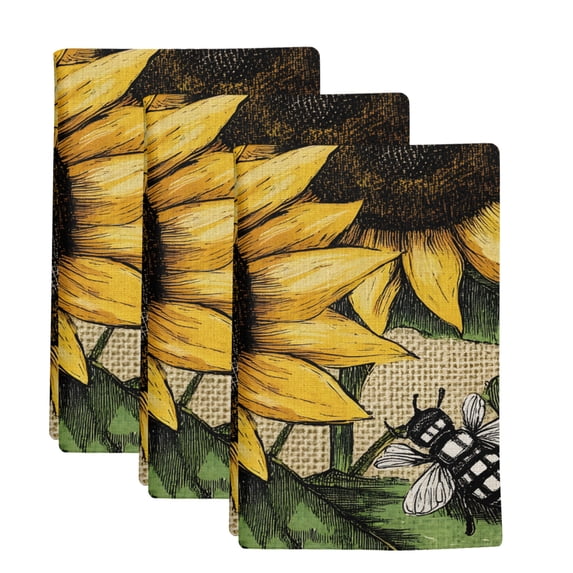 3 Pack Retro Bees Kitchen Towels Sunflower Leaf Pastoral Retro Bees ...