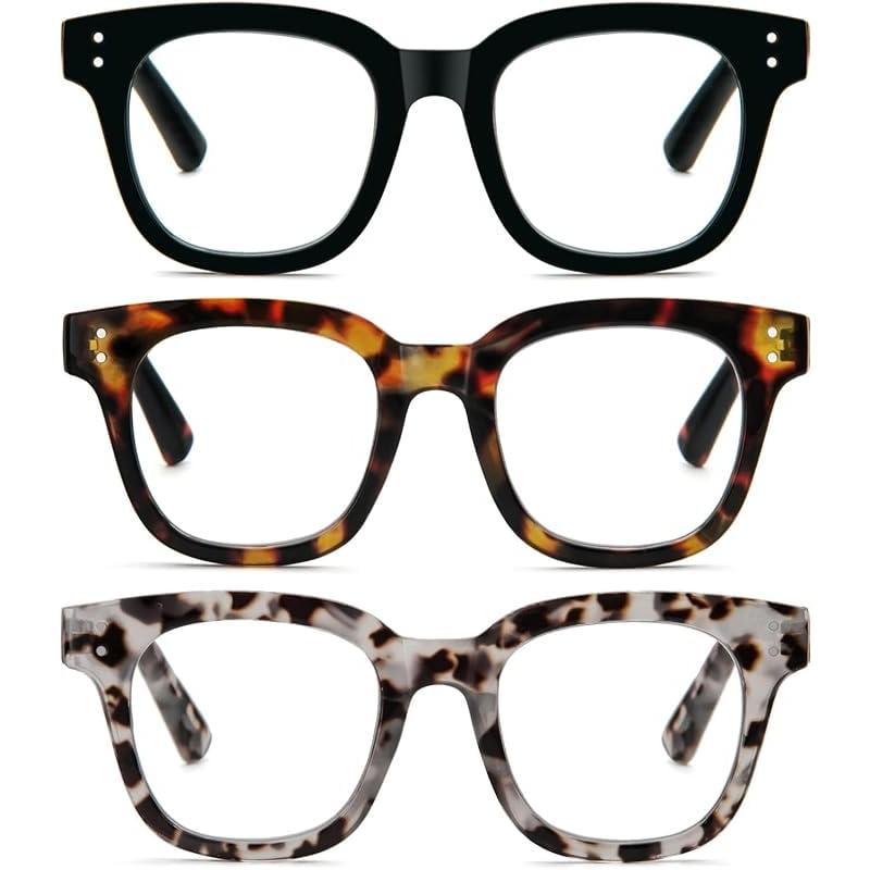 3 Pack Retro Oversized Reading Glasses for Women Blue Light Blocking ...