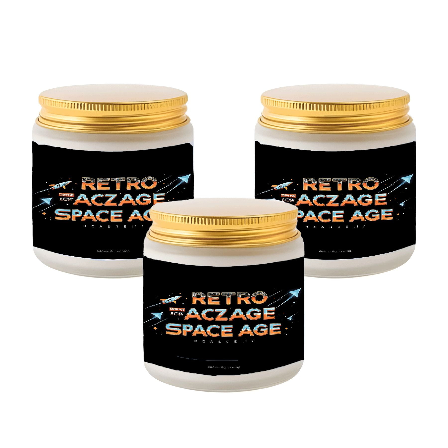 3 Pack Retro Space Age Scented Soy Wax Candles - Colorful Bold Design ...