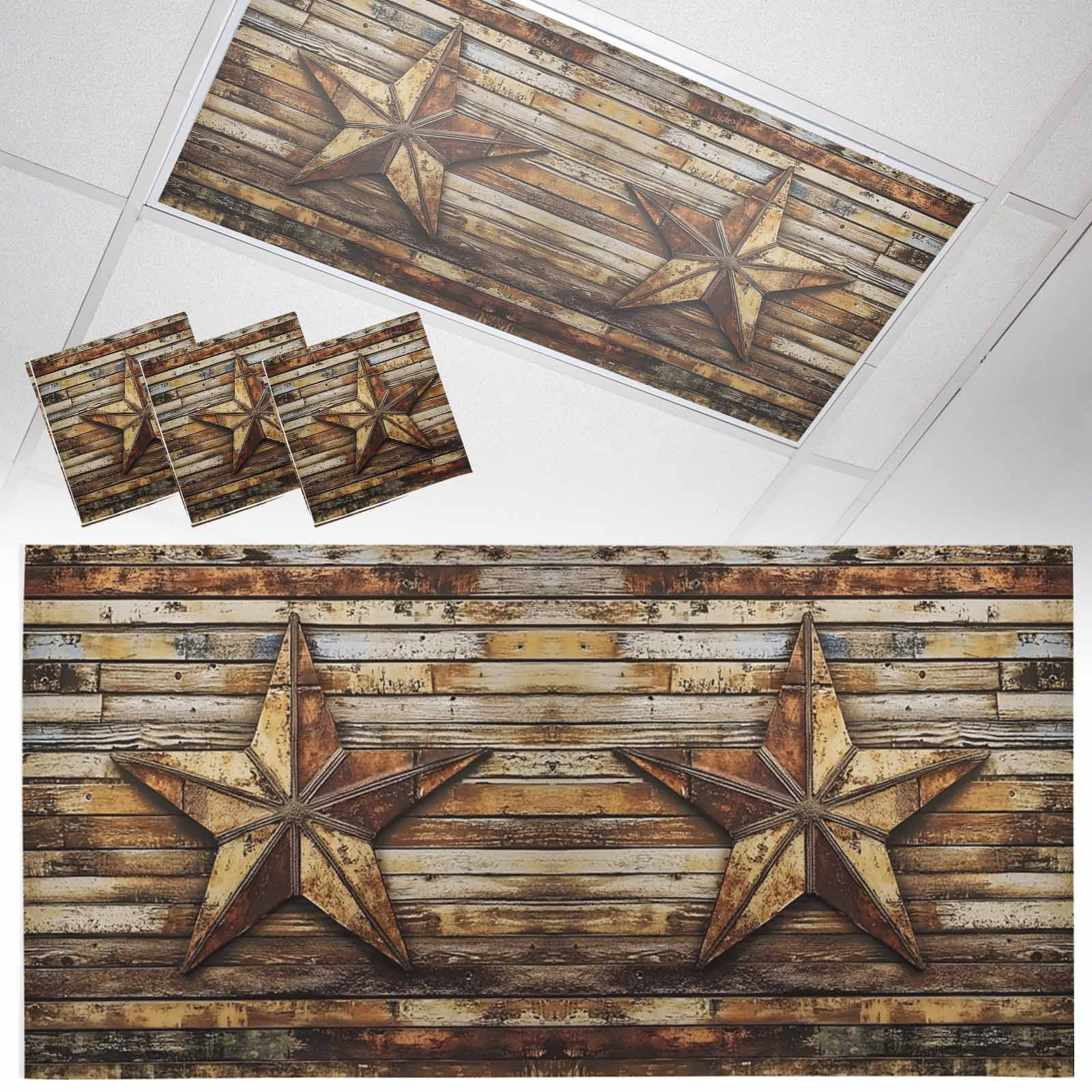 3 Pack Retro Star Fluorescent Light Covers for Ceiling Lights Abstract ...