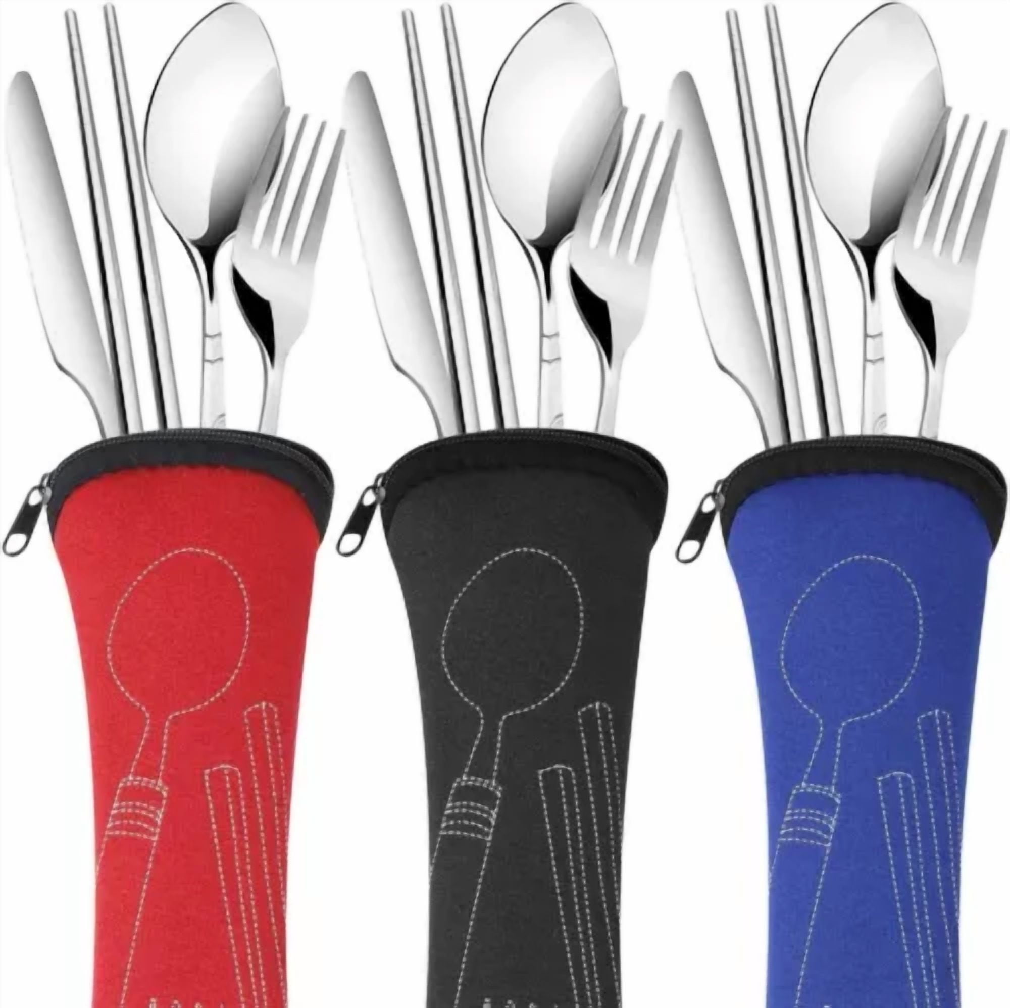3 Pack Reusable Flatware Sets Knife, Fork, Spoon - Walmart.com