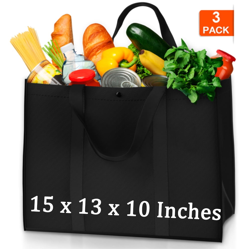 Fterwk 3 Pack Sturdy Reusable Grocery Bags, Foldable, 50+lbs Capacity ...