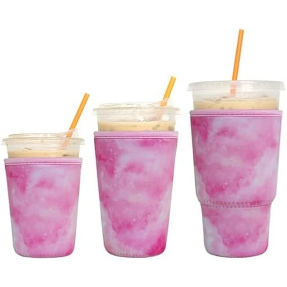 3 Pack Reusable Iced Coffee Sleeves - Insulator Sleeve for Cold ...