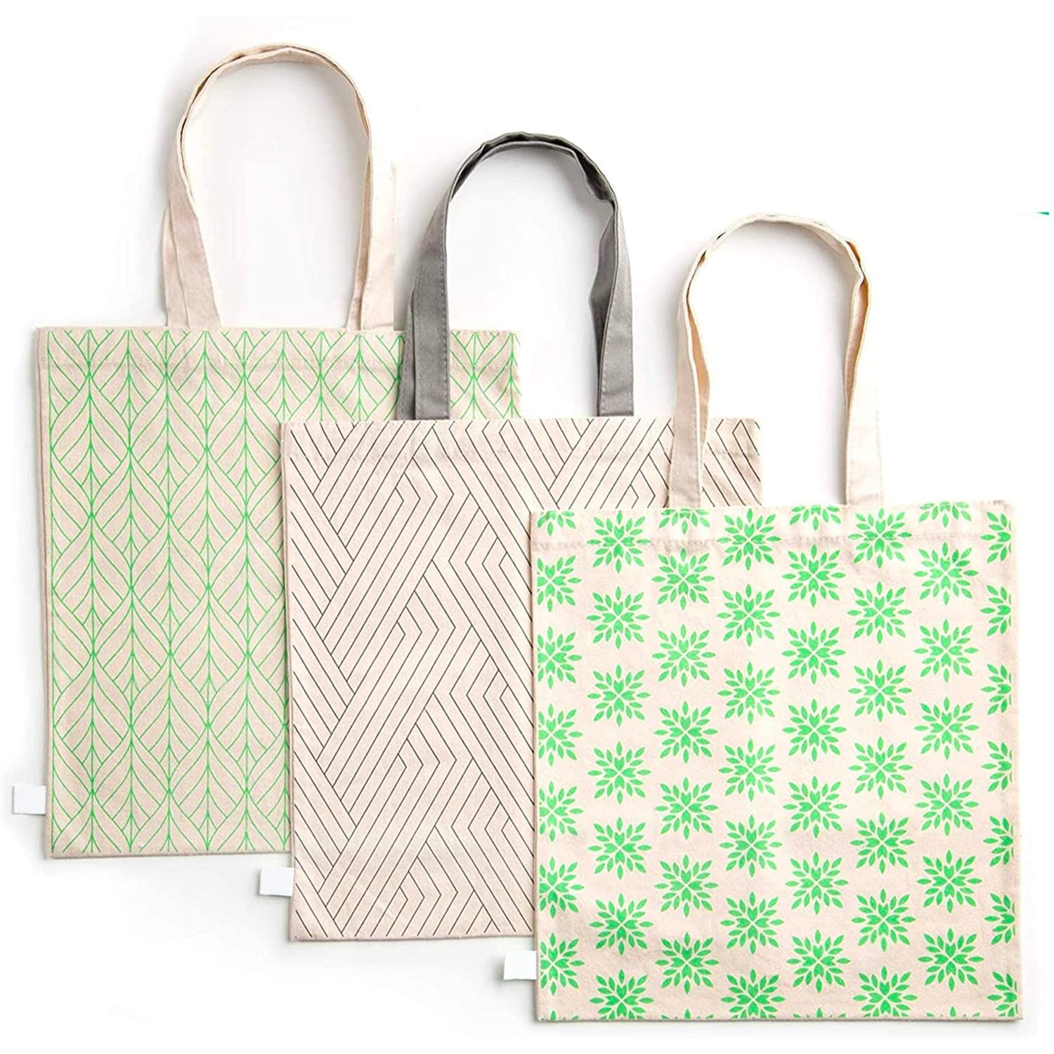 3 Pack Reusable Organic Cotton Tote Style Grocery All Purpose Bags ...