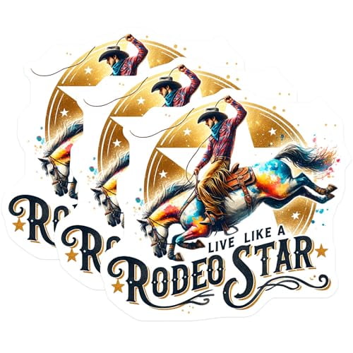 (3 Pack) Rodeo Star Decals - Cowboy Horse Rider - Western Style Laptop ...