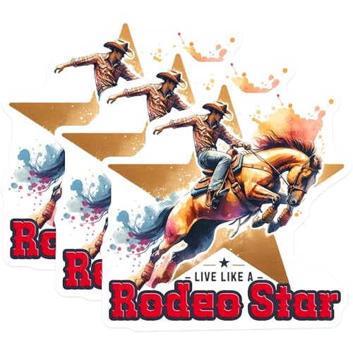 (3 Pack) Rodeo Star Decals - Cowboy Horse Riding - Laptop Decal- 3 ...