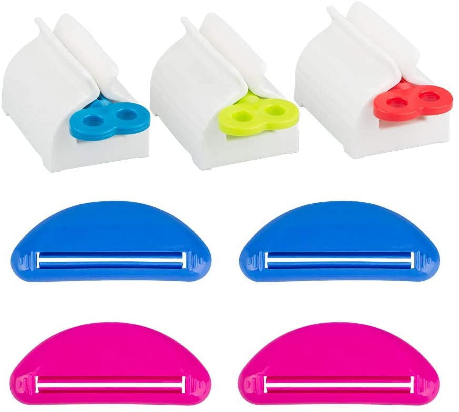 3 Pack Rolling Tube Toothpaste Squeezer, Toothpaste Seat Stand Rotate Dispenser Holder with 4 ...