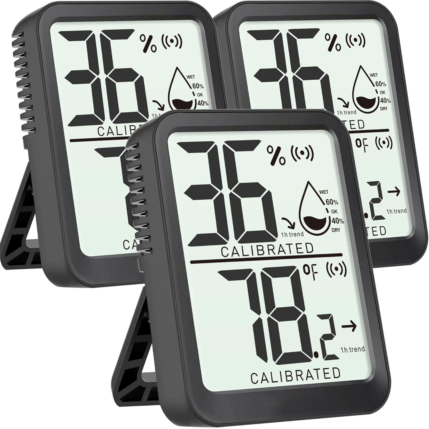 3 Pack Room Thermometer Indoor Hygrometer for Home, Digital Sensor Mini ...
