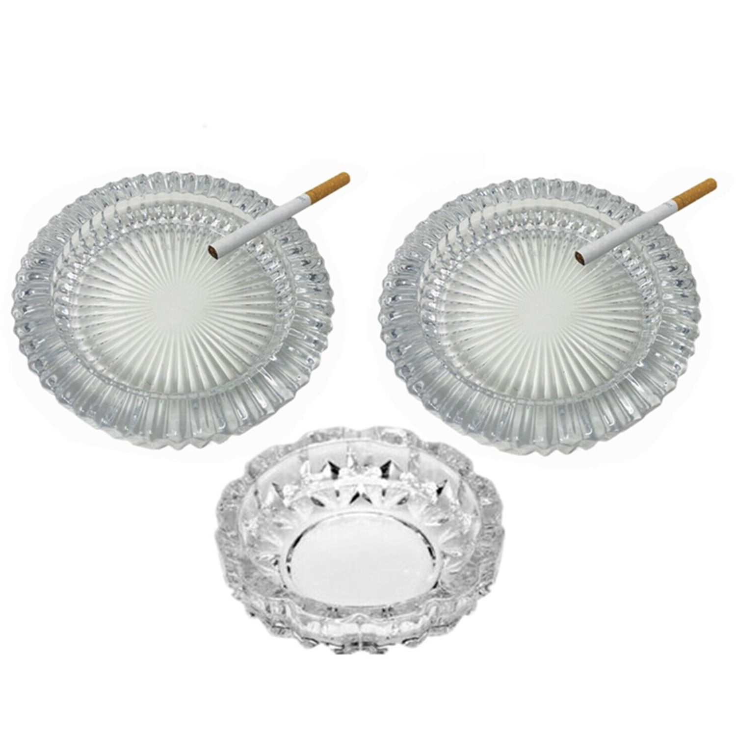 3 Pack Round Heavy Duty Glass Smoking Ashtray for Indoor and Outdoor ...