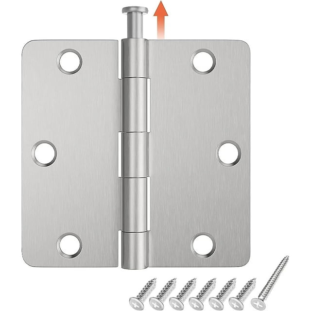 3 Pack Rounded Door Hinges 3.5 Inch with 1/4" Radius Corner, Squeak ...