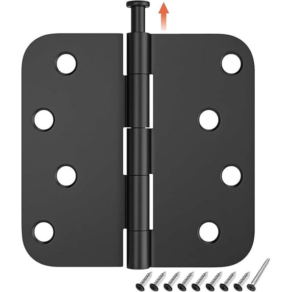 3 Pack Rounded Door Hinges 4 Inch 5/8'' Radius Corner, Matte Black ...