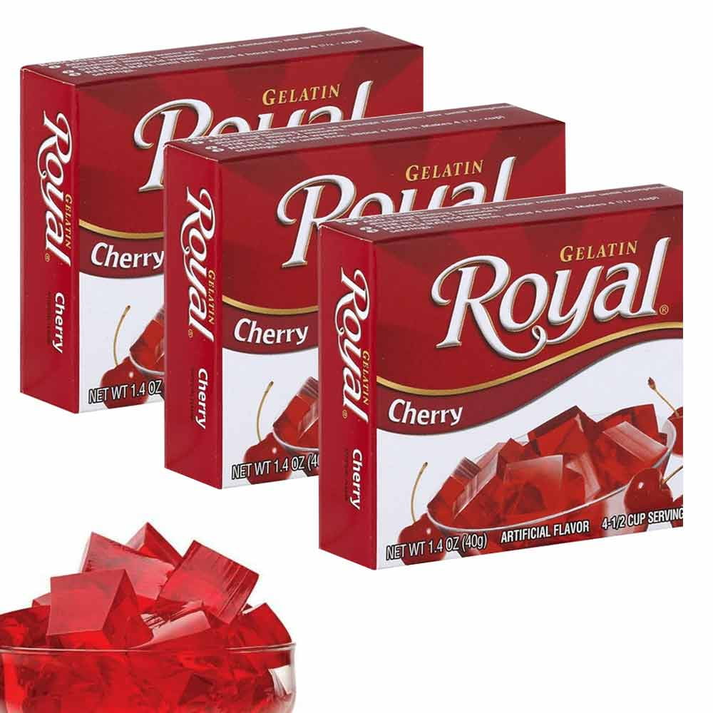 3 Pack Royal Gelatin Dessert Cherry Flavor Kids Snacks Party Jelly ...