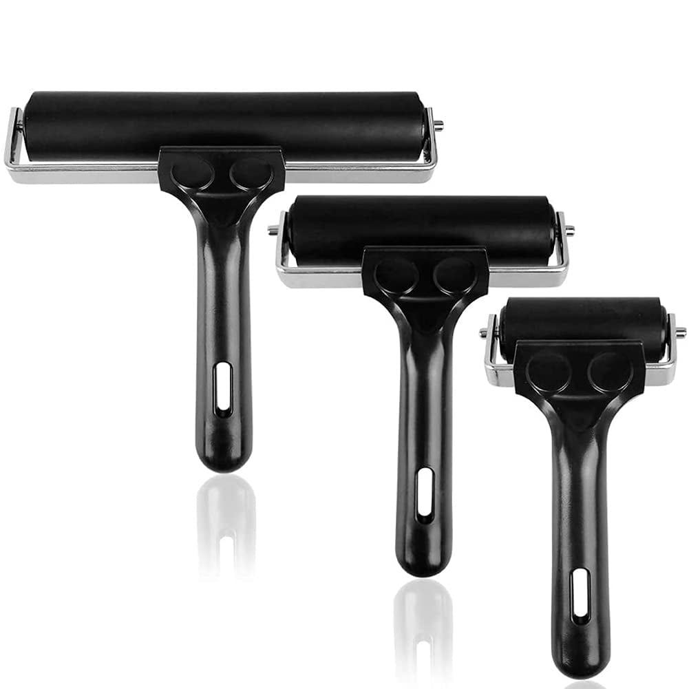 3 Pack Rubber Roller Soft Rubber Brayer for Printmaking, Ink Paint ...