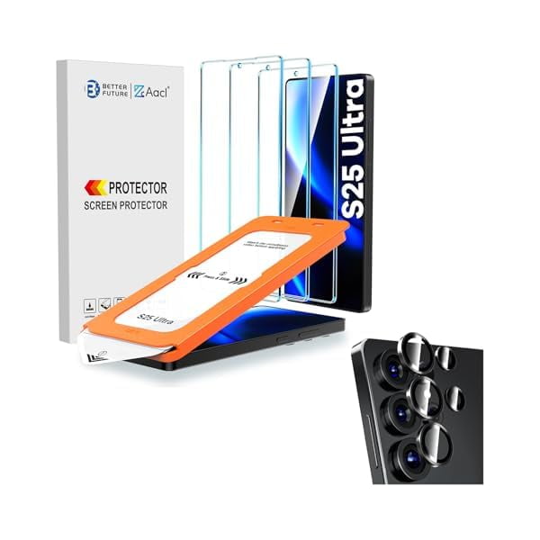 3-Pack S25 Ultra Glass Screen Protector + 1 Set of S25 Ultra Camera ...