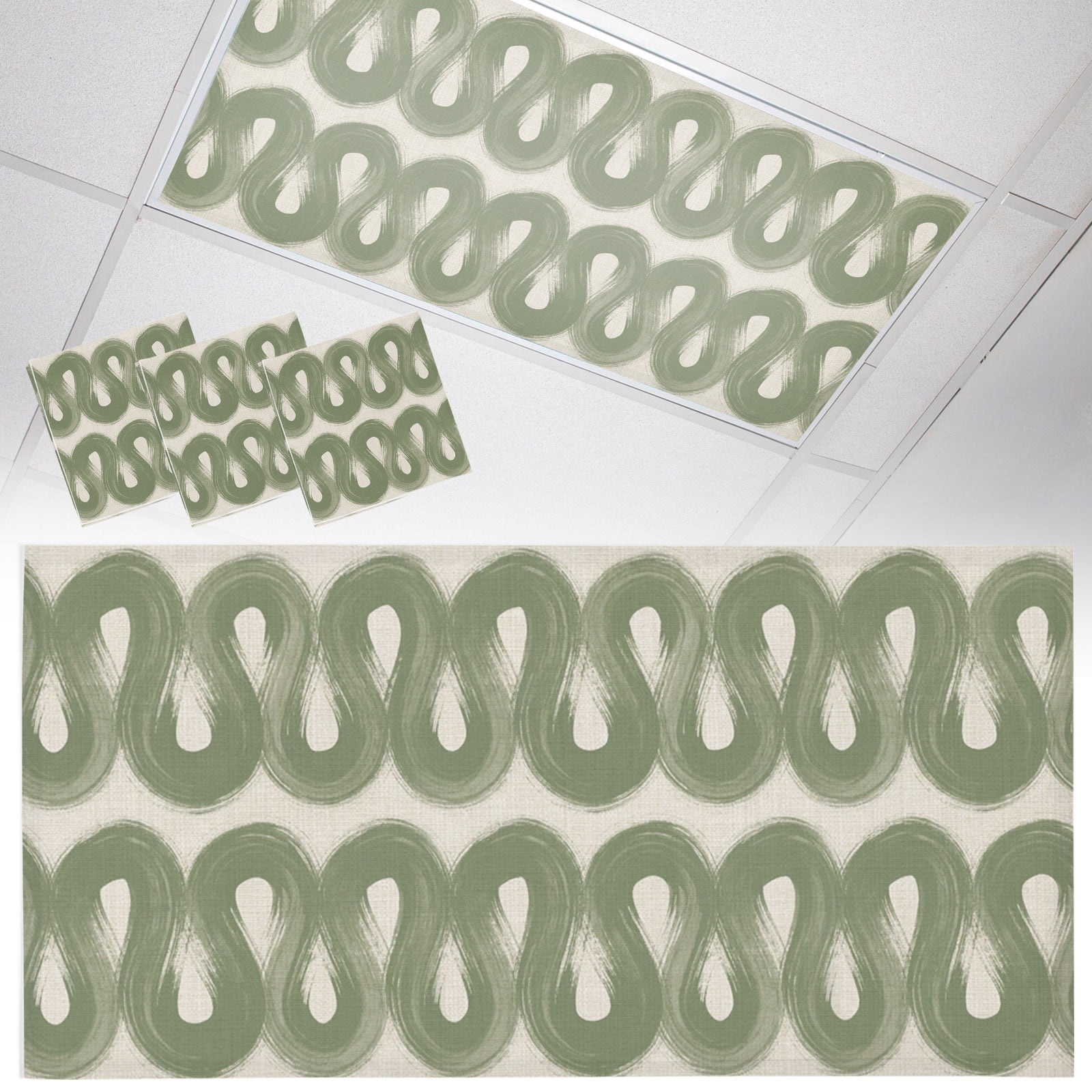 3 Pack Sage Green Brushstrokes Fluorescent Light Covers for Ceiling ...
