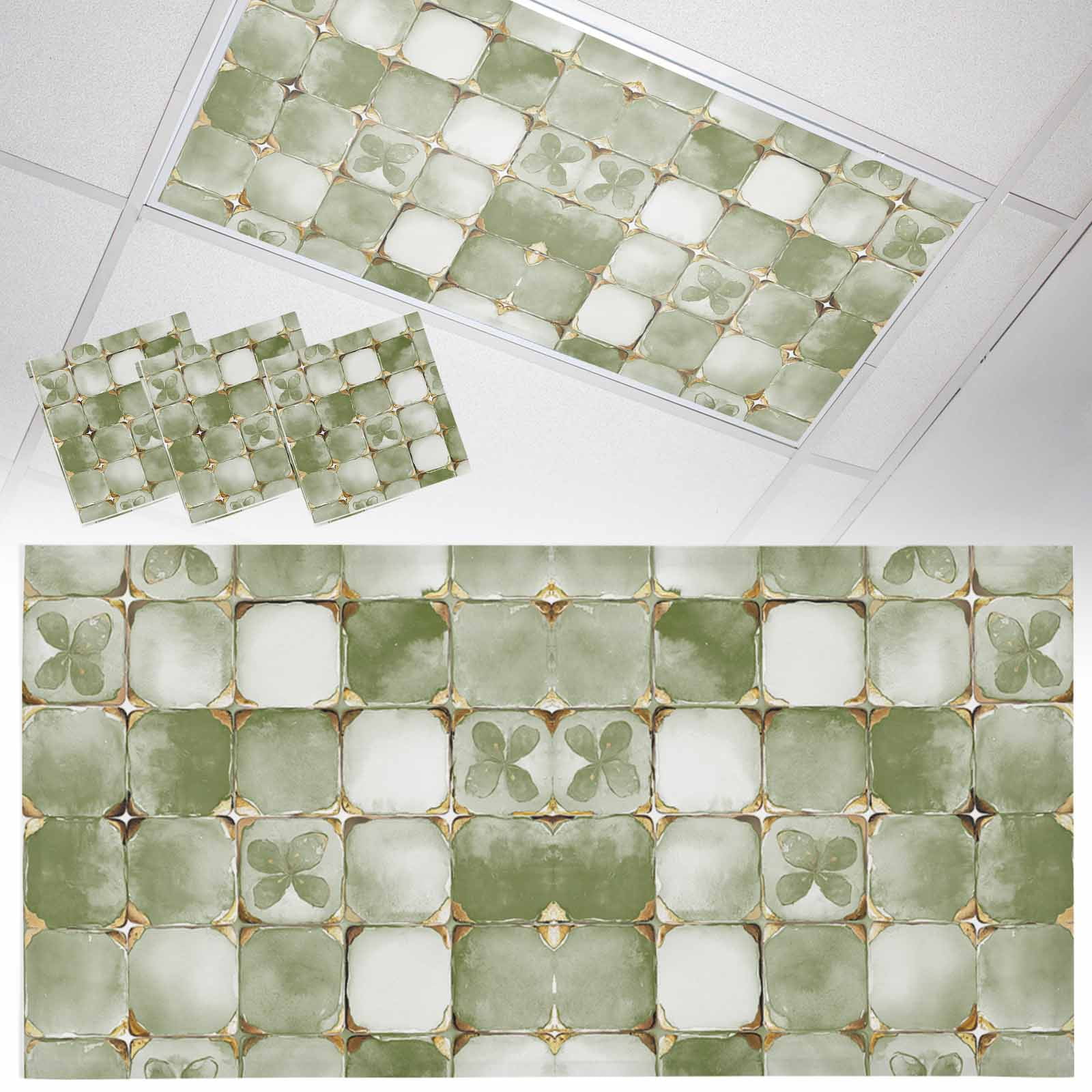 3 Pack Sage Green Crystal Flower Fluorescent Light Covers for Ceiling ...