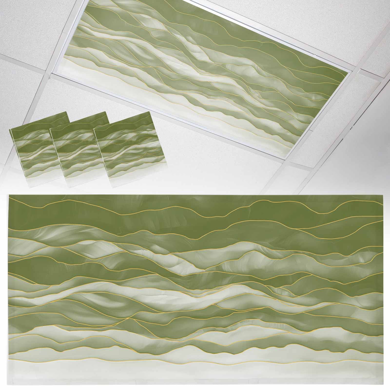 3 Pack Sage Green Fluorescent Light Covers for Ceiling Lights Gradient ...